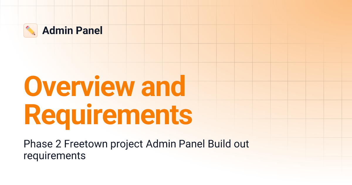Overview and Requirements | Admin Panel